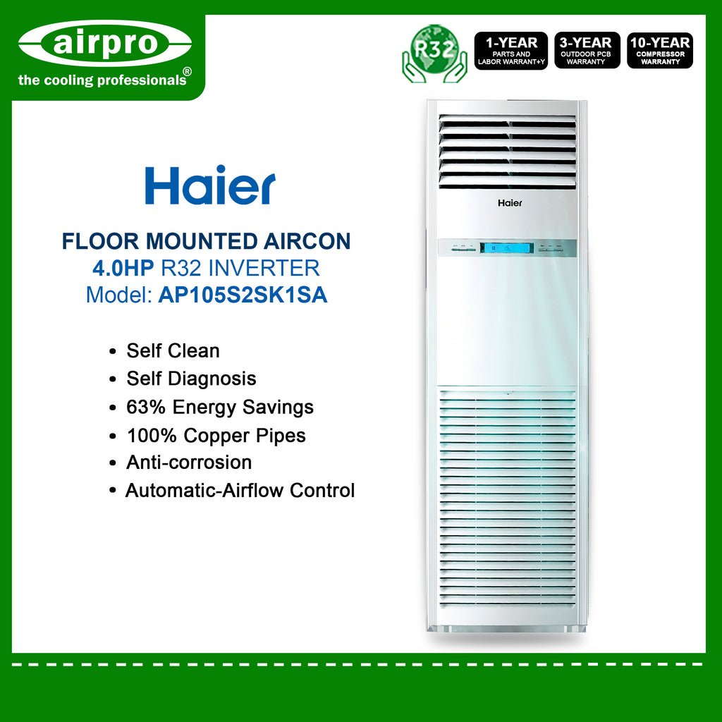 HAIER 4.0HP FLOOR MOUNTED AP105S2SK1SA – Air Prosystems Inc. Online Store